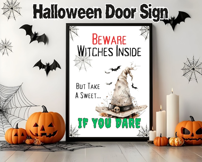 Halloween Porch Sign, Printable Halloween Trick-or-treat Front Door ...