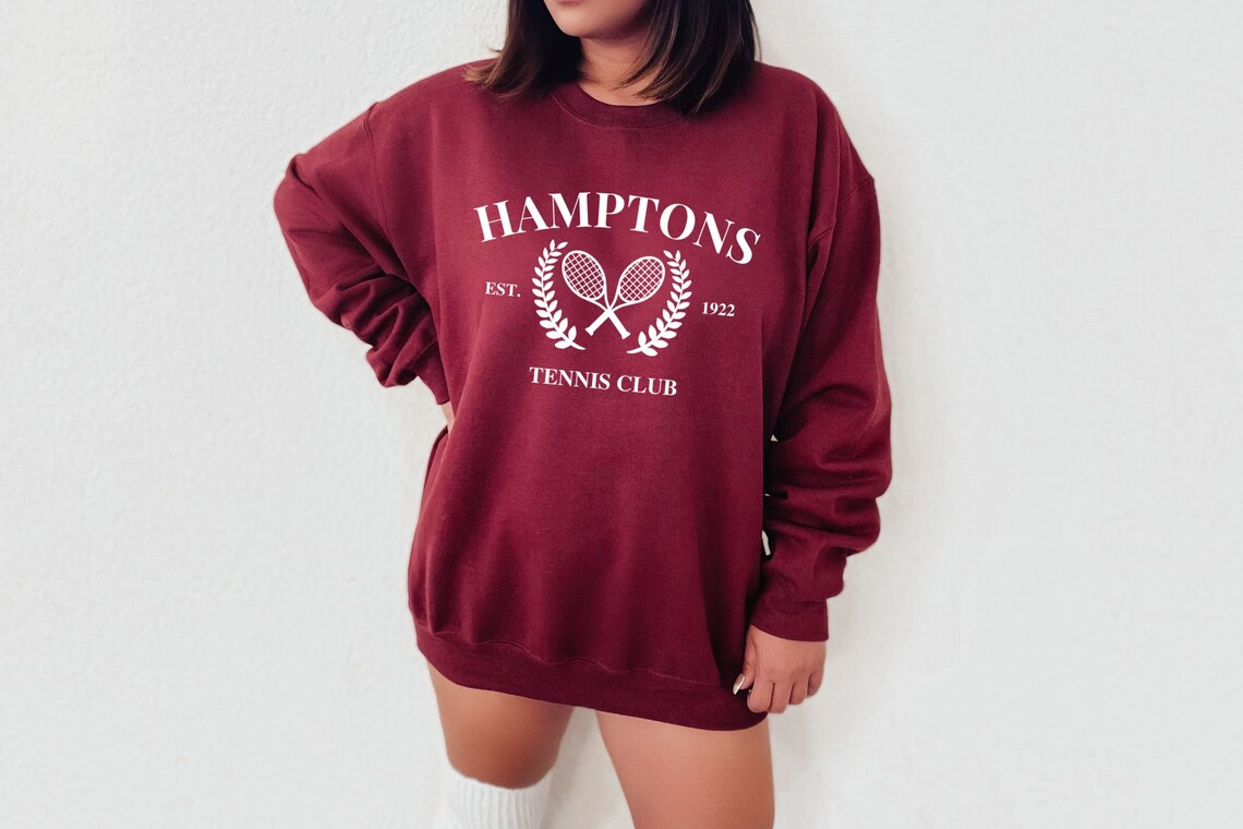 Hamptons Sweatshirt/ Hamptons Hoodie/ Vintage Hamptons Sweater/ Tennis ...