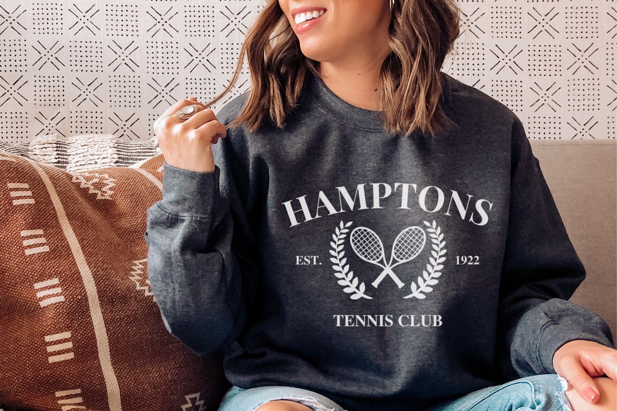 Hamptons Sweatshirt/ Hamptons Hoodie/ Vintage Hamptons Sweater/ Tennis ...