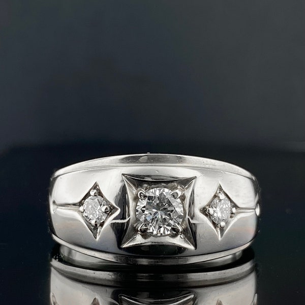 Mens Three Diamond Ring - Etsy