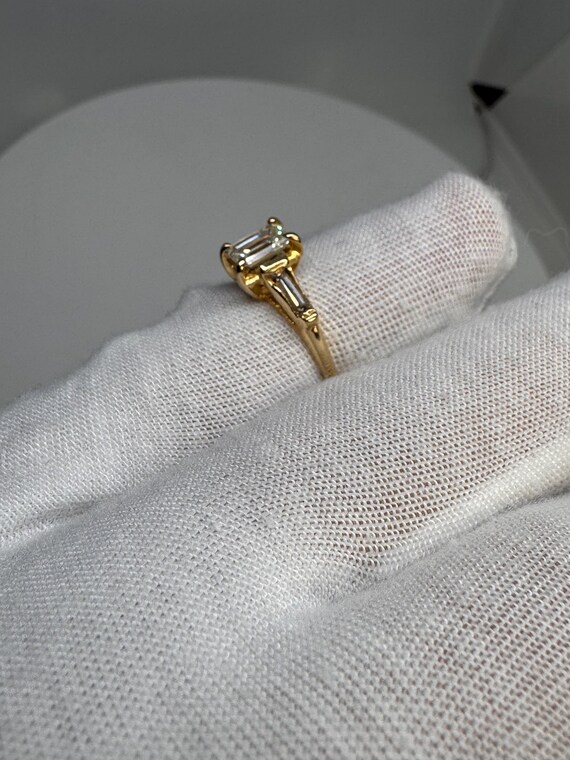 14k White Gold Emerald-Cut Diamond Ring with Baguette… - Gem