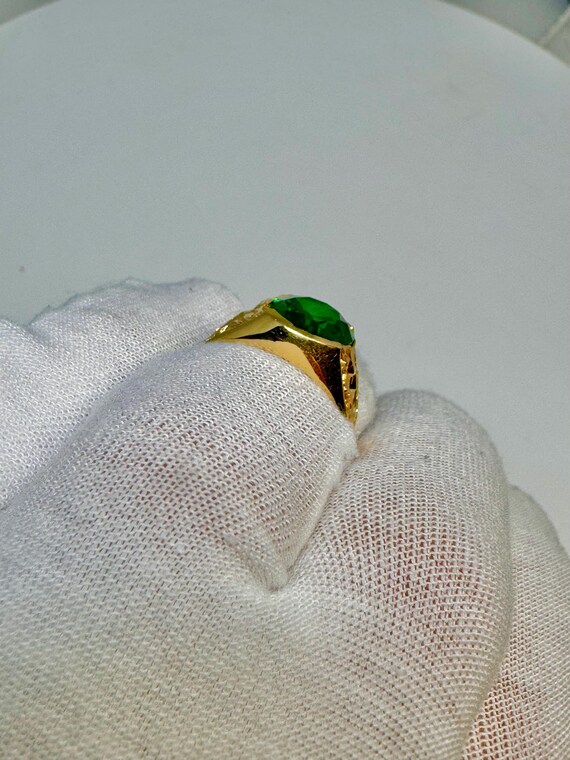 14k Yellow Gold Custom Emerald Green Synthetic Chryso… - Gem