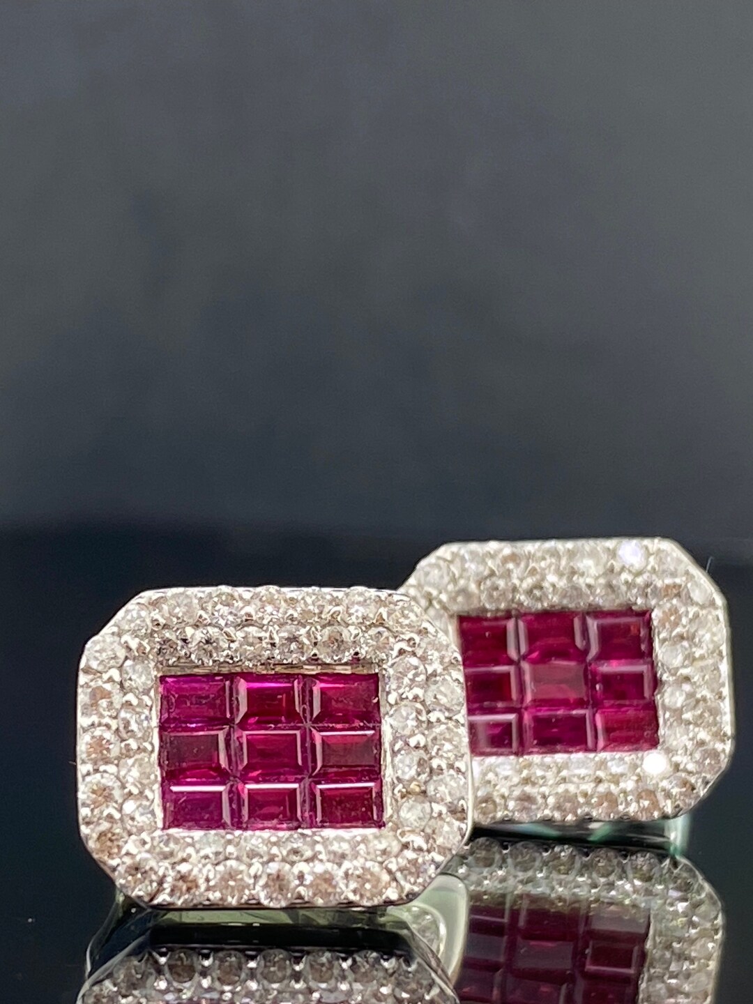 14k Ruby Diamond Earrings, EFFY New York White Gold Ruby and Diamond ...