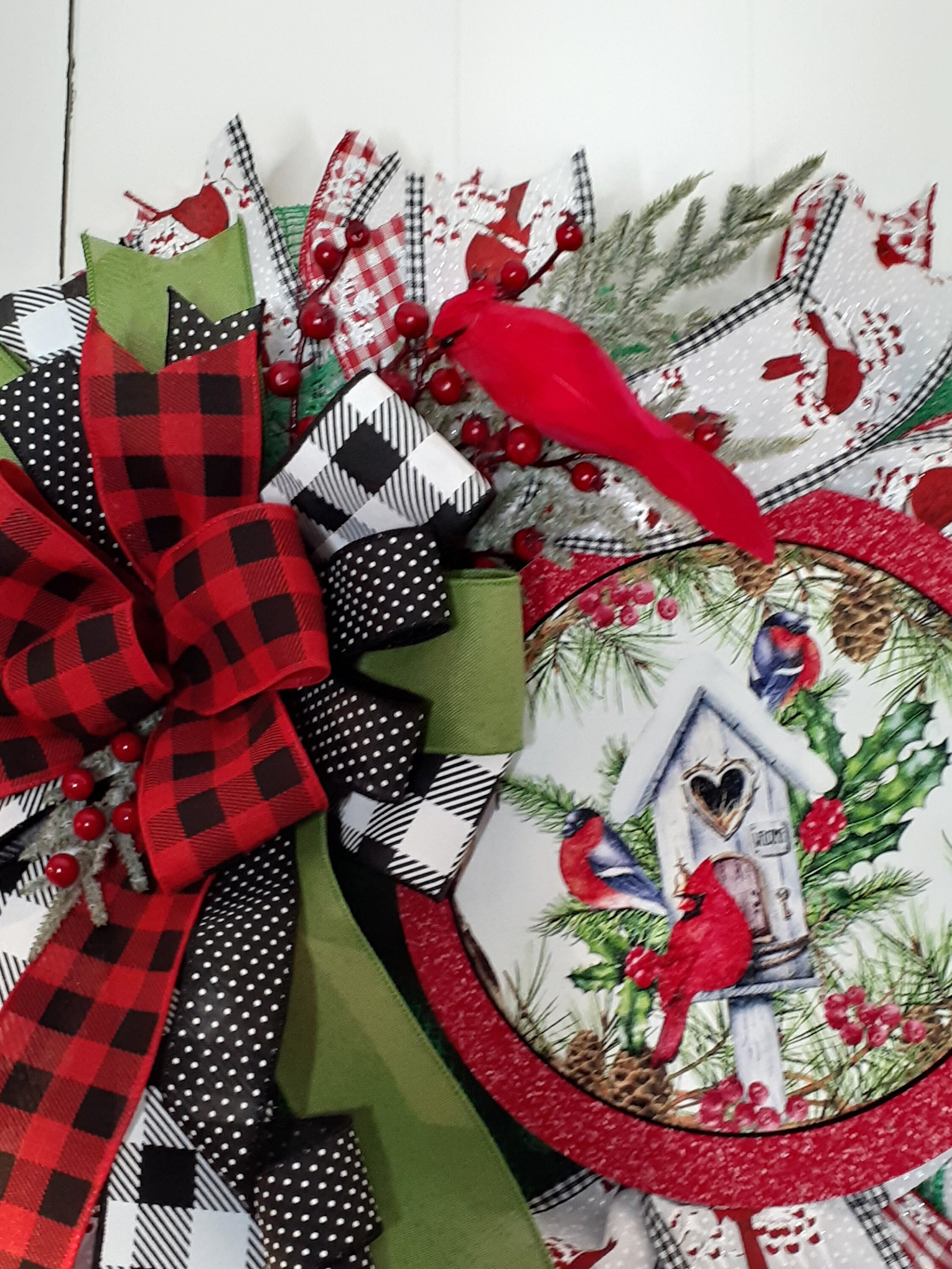 Cardinal Wreath, Christmas Wreath, Storm Door Wreath, 3 Season Wreath ...