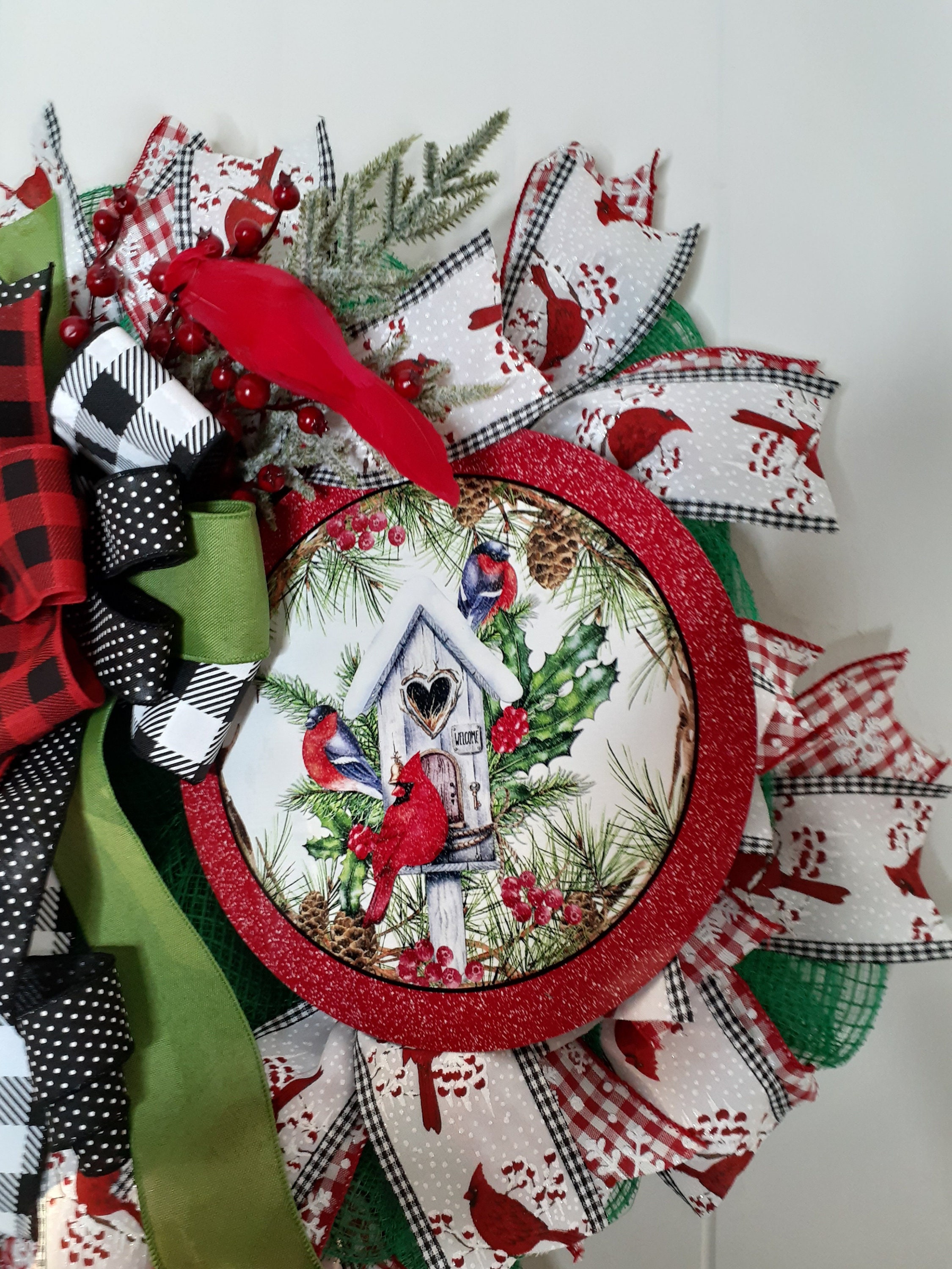 Cardinal Wreath, Christmas Wreath, Storm Door Wreath, 3 Season Wreath ...