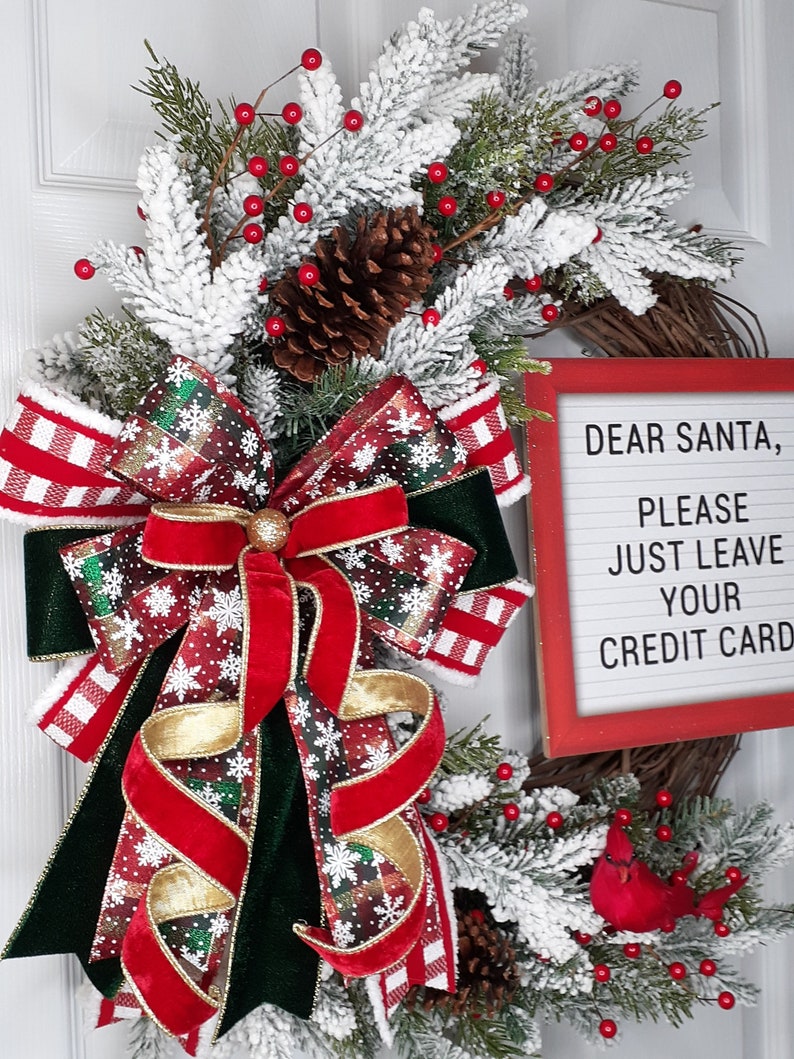 Sassy Christmas Wreath, Comical Santa Wreath, Christmas Door Cardinal ...