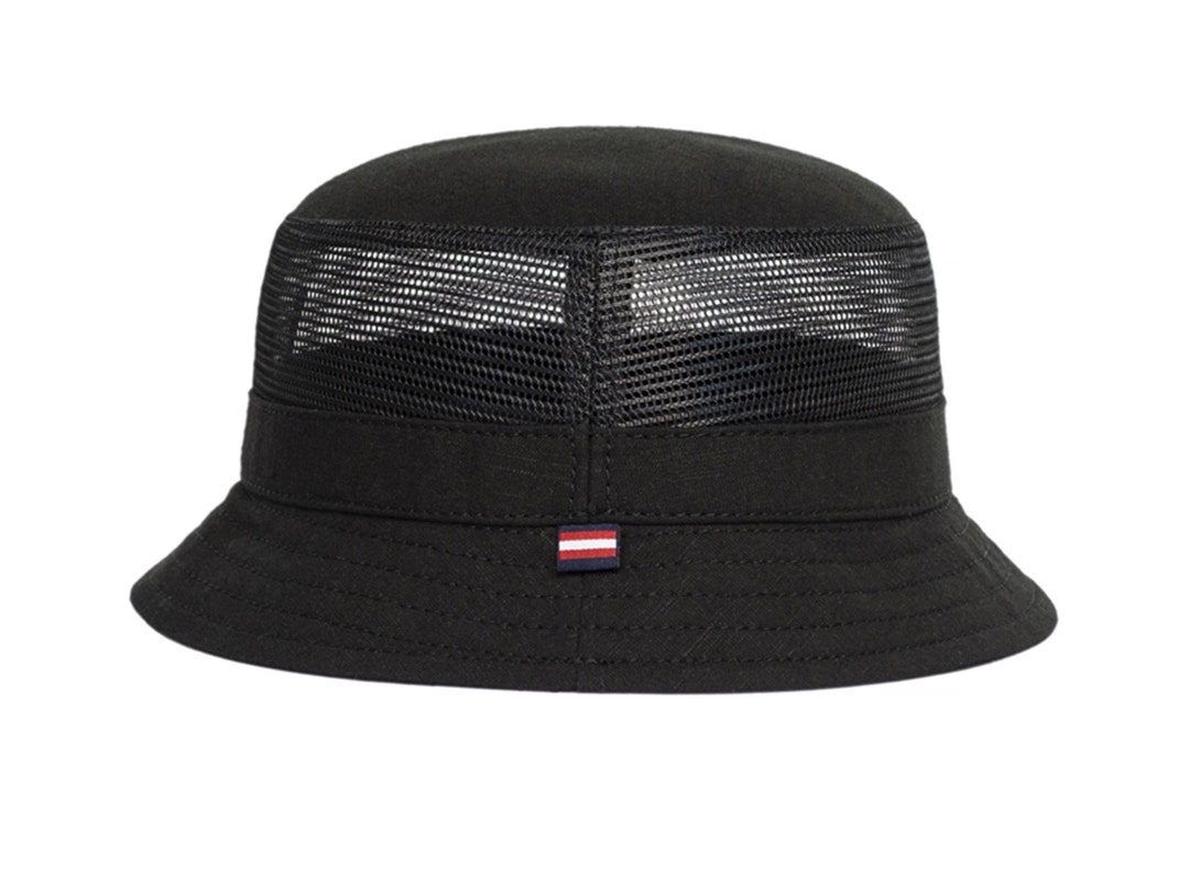 Cotton Bucket Panama Cap "black Mesh" - Etsy