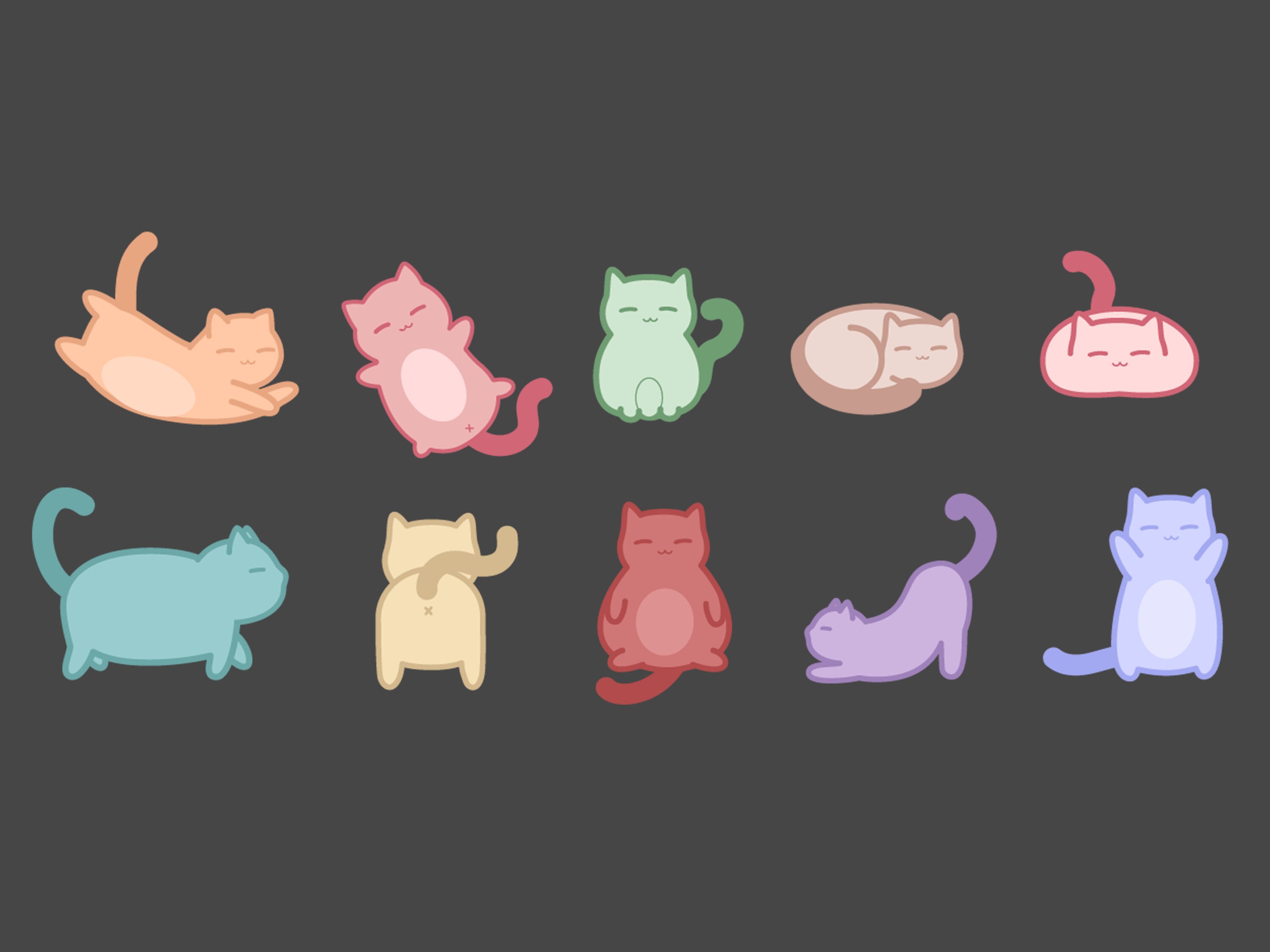 Cute Colourful Cat Folder Icons and Wallpaper / MacBook Icons / Windows ...