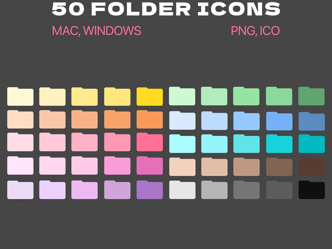 Rainbow Folder Icon Bundle / MacBook Icons / Windows Icons / PNG & ICO ...