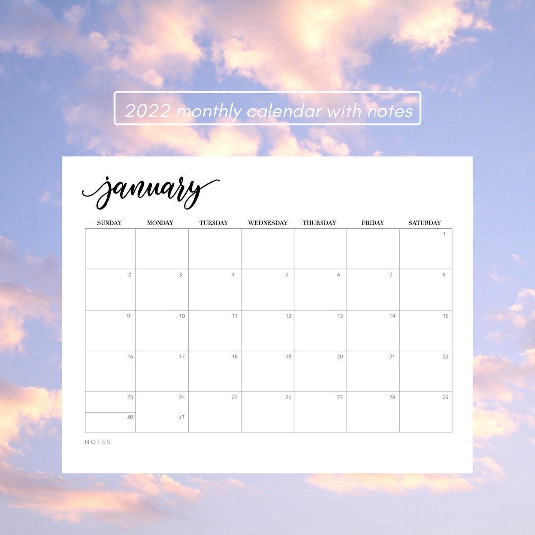 SIMPLE 2022 Calendar PDF / Printable 2022 Calendar/ DIGITAL - Etsy