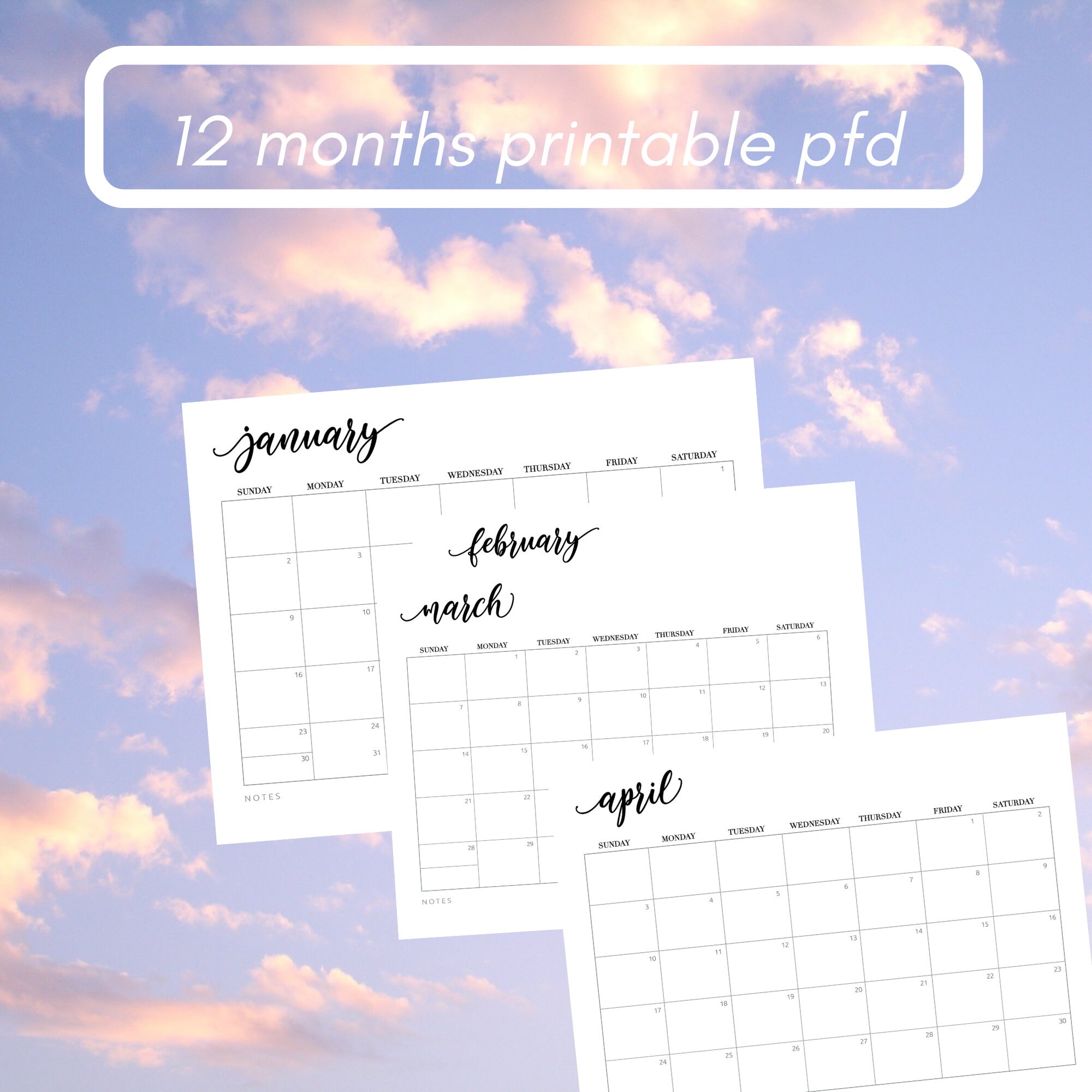 SIMPLE 2022 Calendar PDF / Printable 2022 Calendar/ DIGITAL - Etsy