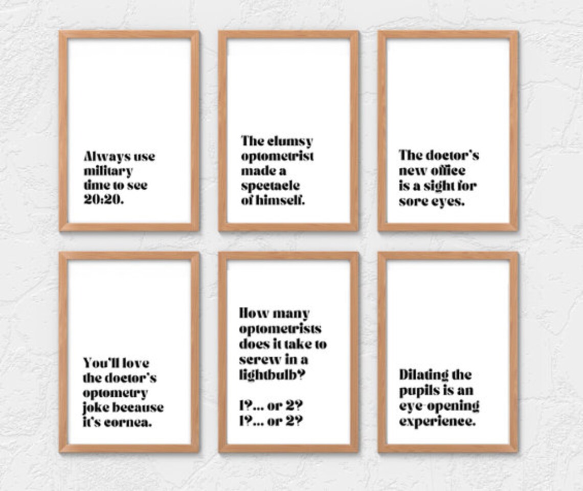 Funny Optometrist's Office Decor, 12 Medical Jokes/puns, Eye Doctor ...