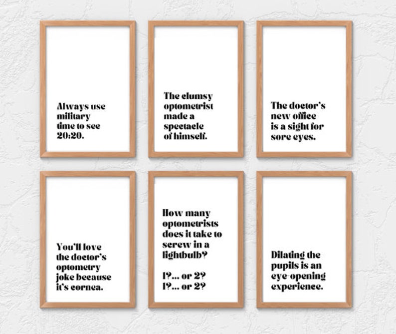 Funny Optometrist's Office Decor, 12 Medical Jokes/puns, Eye Doctor ...