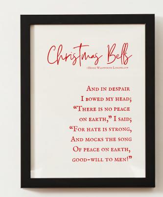 Christmas Bells Poem/song Quote, Henry Wadsworth Longfellow; Christmas ...