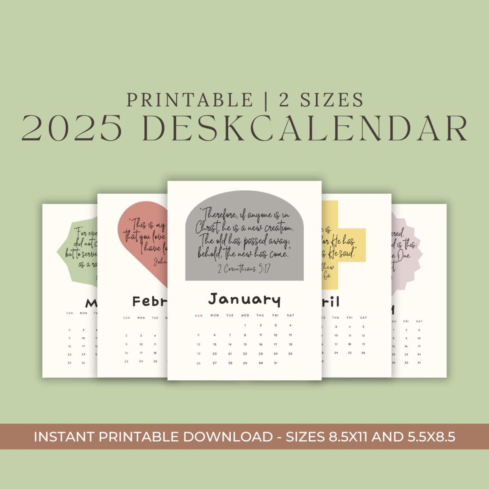 2025 Modern Bible Verse Monthly Desk Calendar With 12 Bible Verses ...