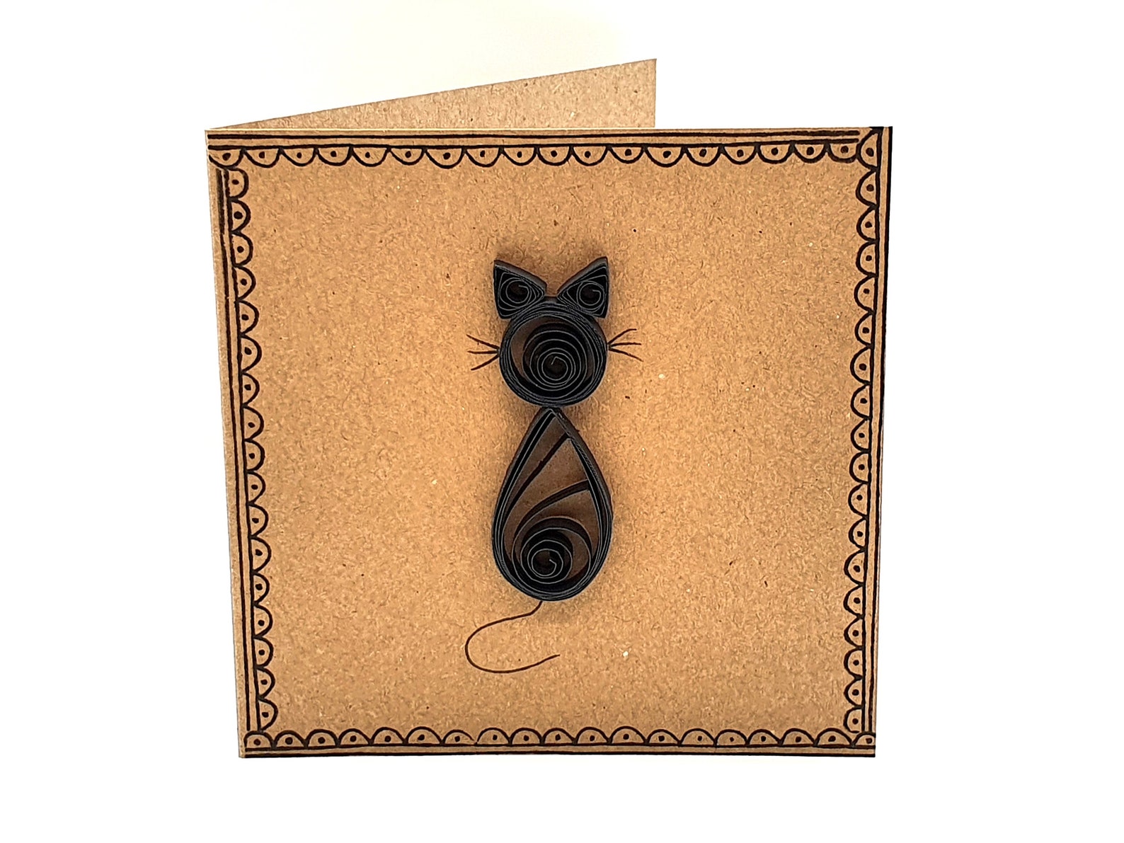 Black Cat Card - Cat Silhouette Design - Quilled Cards - Recycled - Eco ...