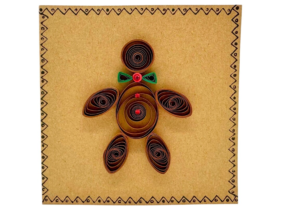 Christmas Card - Gingerbread Man Design - Recycled Envelope - Eco ...