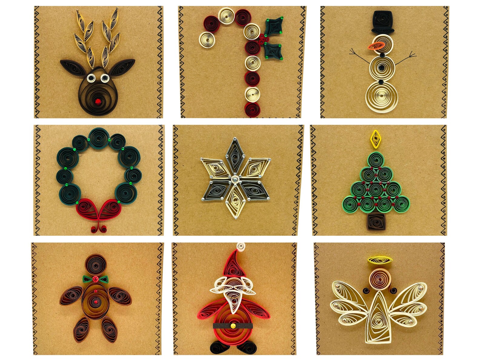 Ultimate Christmas Card Pack, Mixed Set of 9 - Eco-friendly - Quilled ...