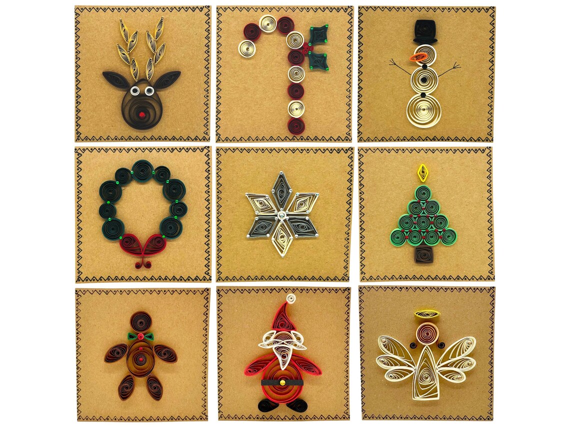 Ultimate Christmas Card Pack, Mixed Set of 9 - Eco-friendly - Quilled ...