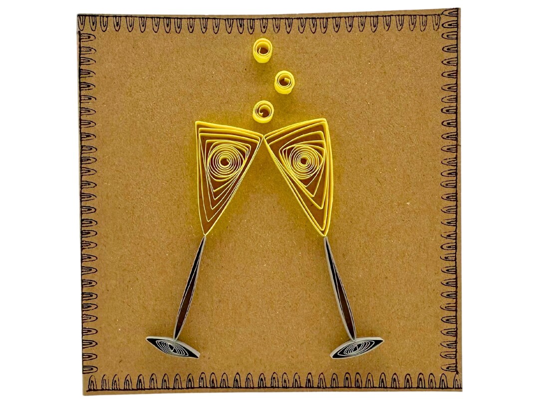 Champagne Glasses Card - Celebration Drinks Design - Quilled Cards ...