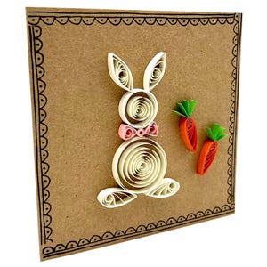 Quilled Bunny Rabbit Card - White Easter Bunny With Pink Bow Tie and ...