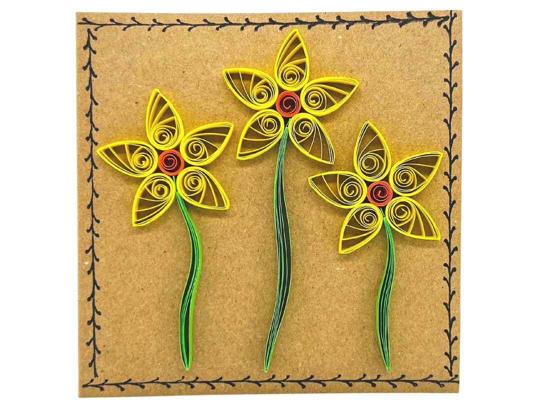 Daffodil Flower Design Card - Yellow and Orange - Flower Bouquet ...