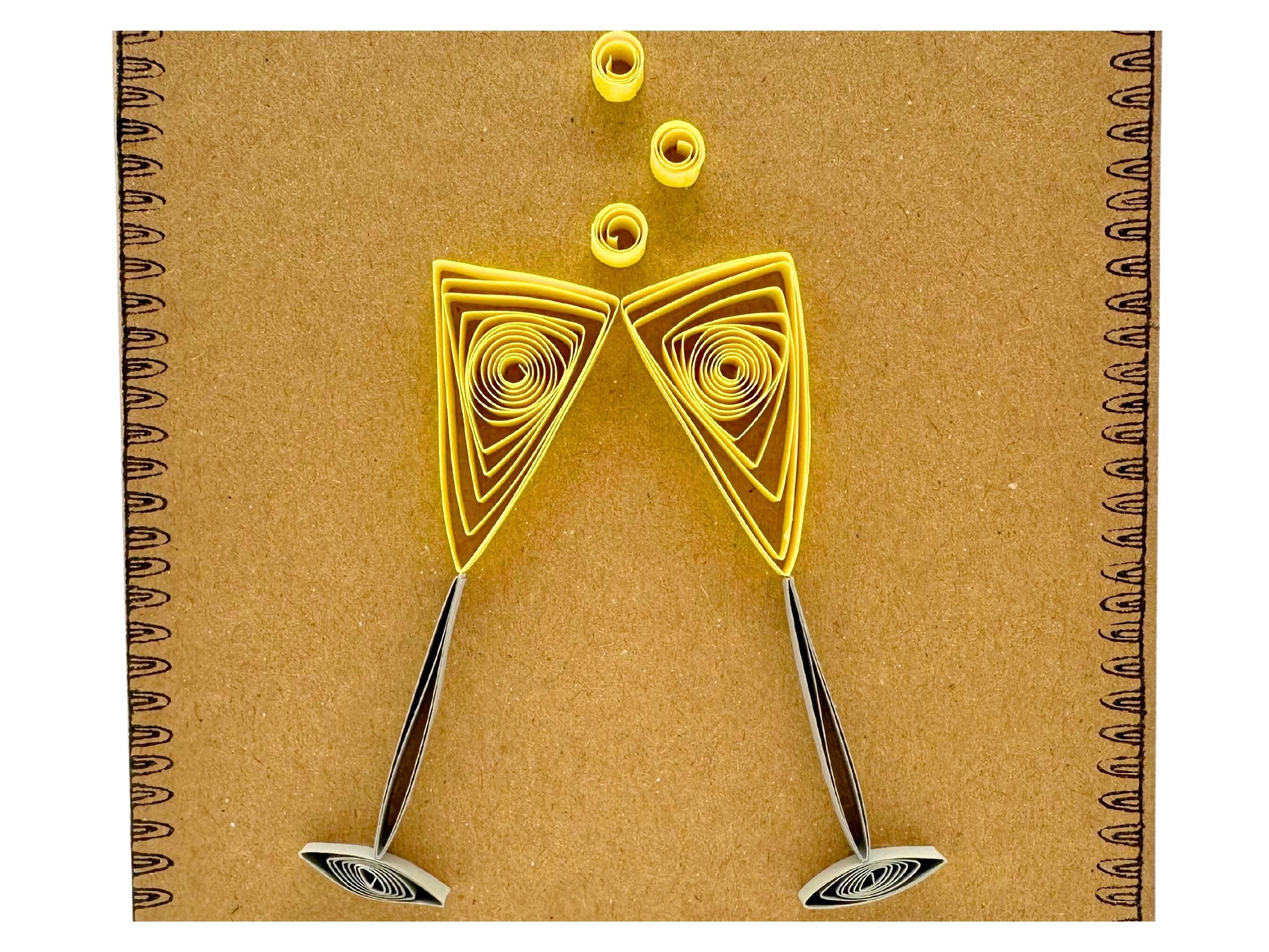Champagne Glasses Card - Celebration Drinks Design - Quilled Cards ...