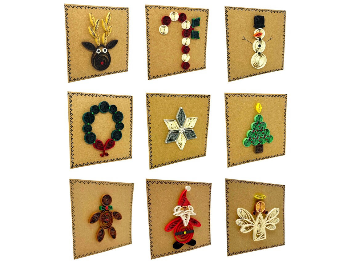 Ultimate Christmas Card Pack, Mixed Set of 9 - Eco-friendly - Quilled ...