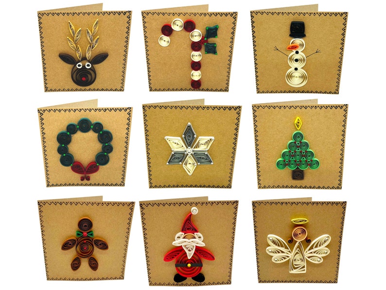 Ultimate Christmas Card Pack, Mixed Set of 9 - Eco-friendly - Quilled ...