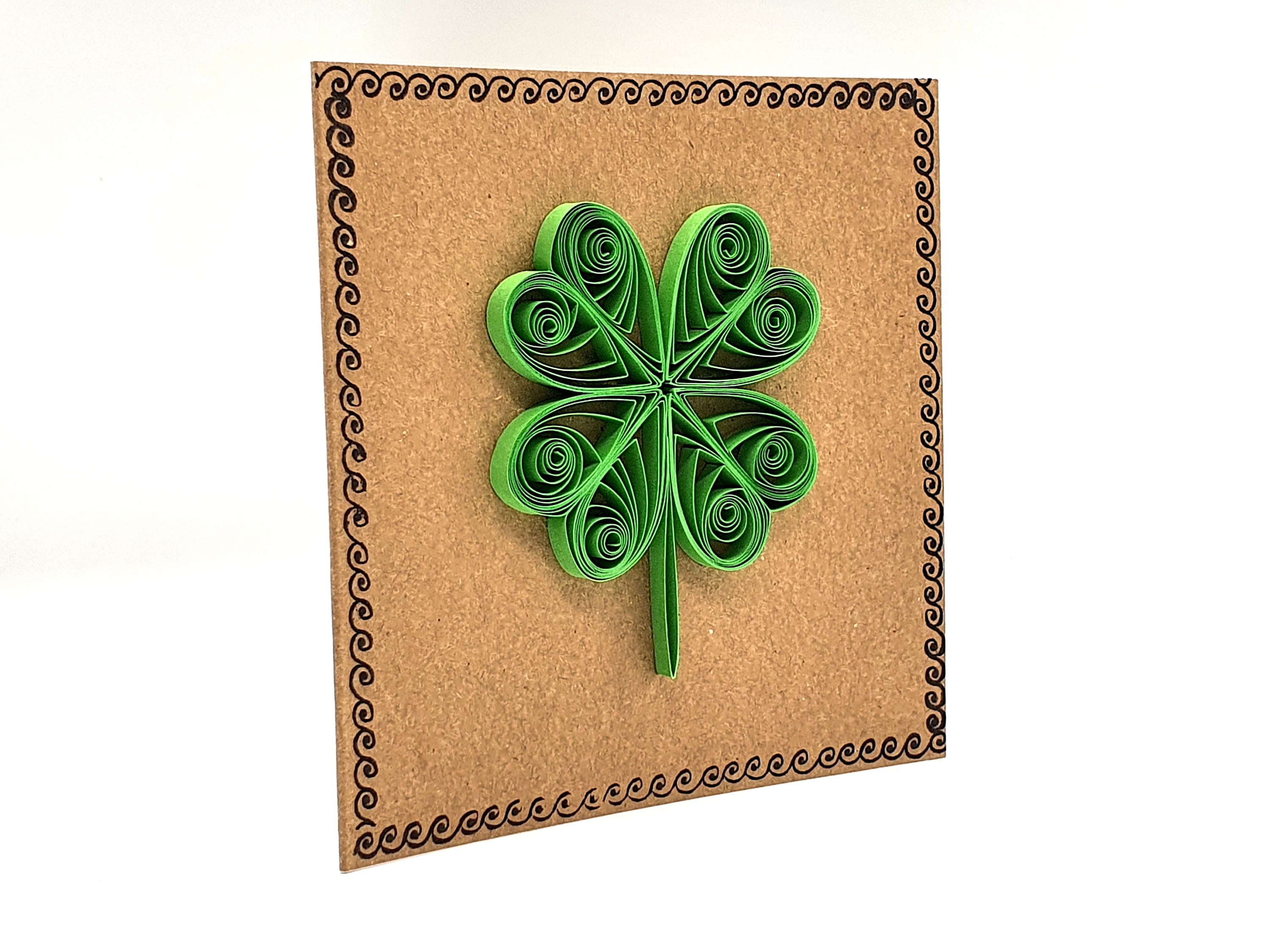 Lucky Green Clover Card Four Leaf Clover Design Quilled Cards Recycled ...