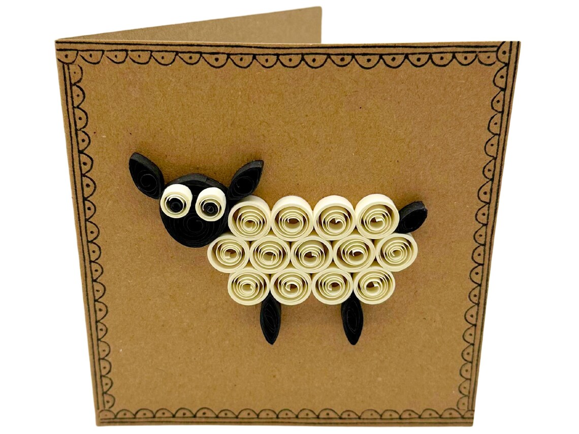 Quilled Sheep Card - White and Black Sheep - Spring Design - Quilled ...