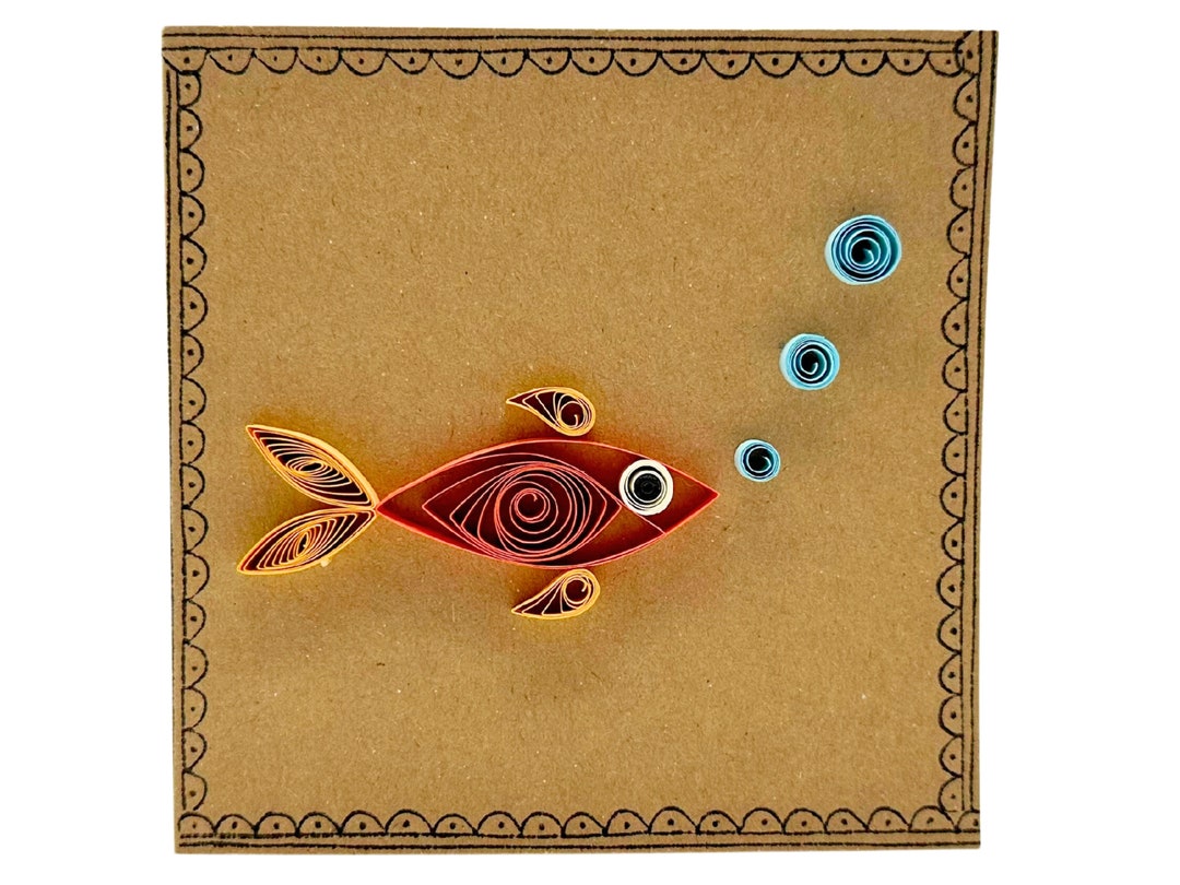 Orange and Yellow Goldfish Card - Fish and Bubbles Design - Quilled ...