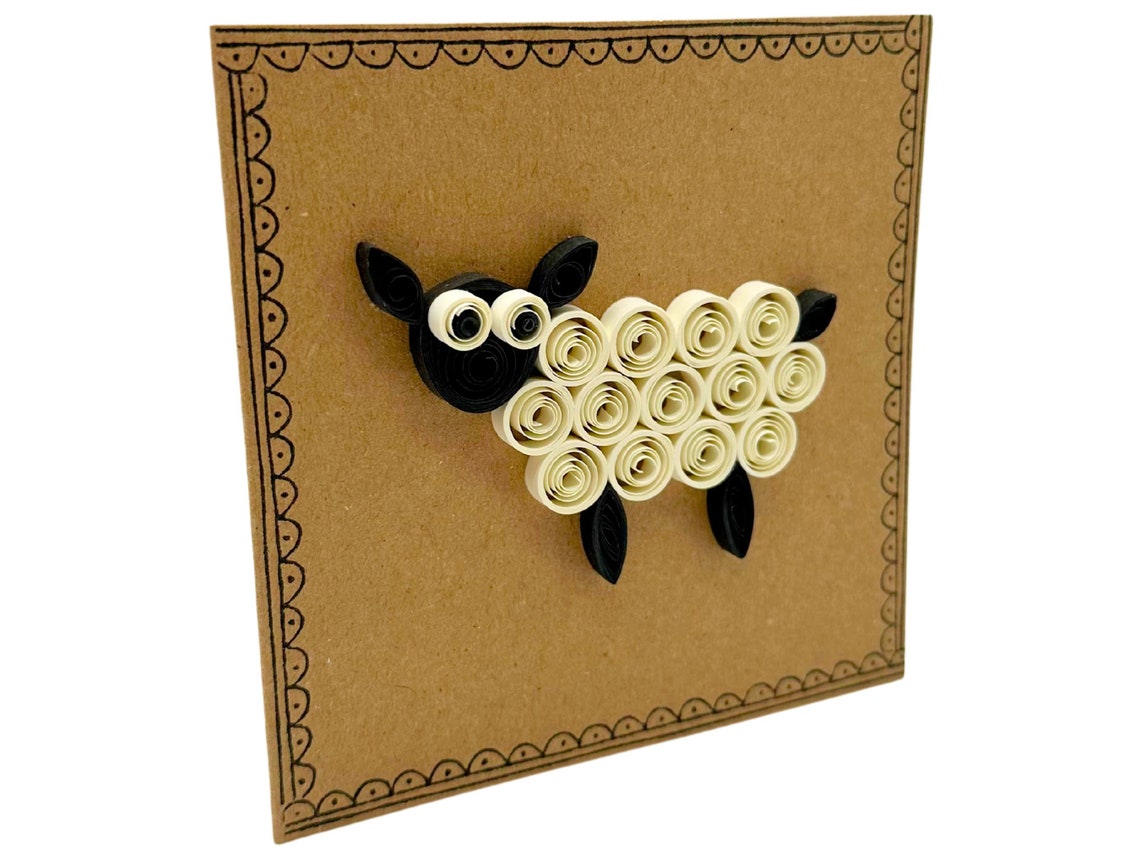 Quilled Sheep Card - White and Black Sheep - Spring Design - Quilled ...