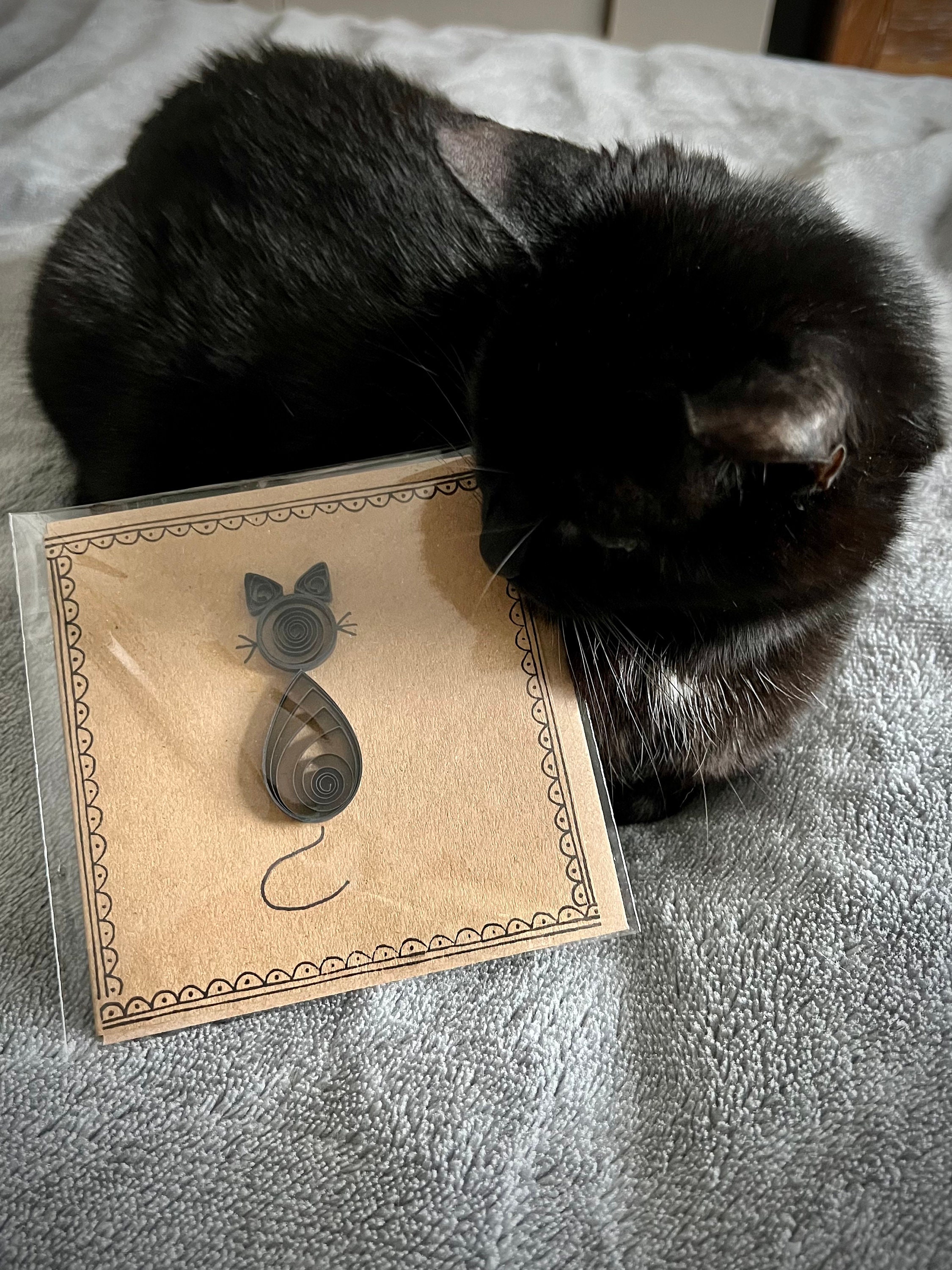 Black Cat Card - Cat Silhouette Design - Quilled Cards - Recycled - Eco ...