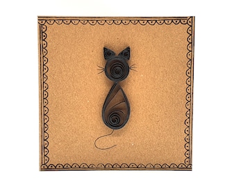 Quilled Cat Silhouette Greeting Card - Etsy
