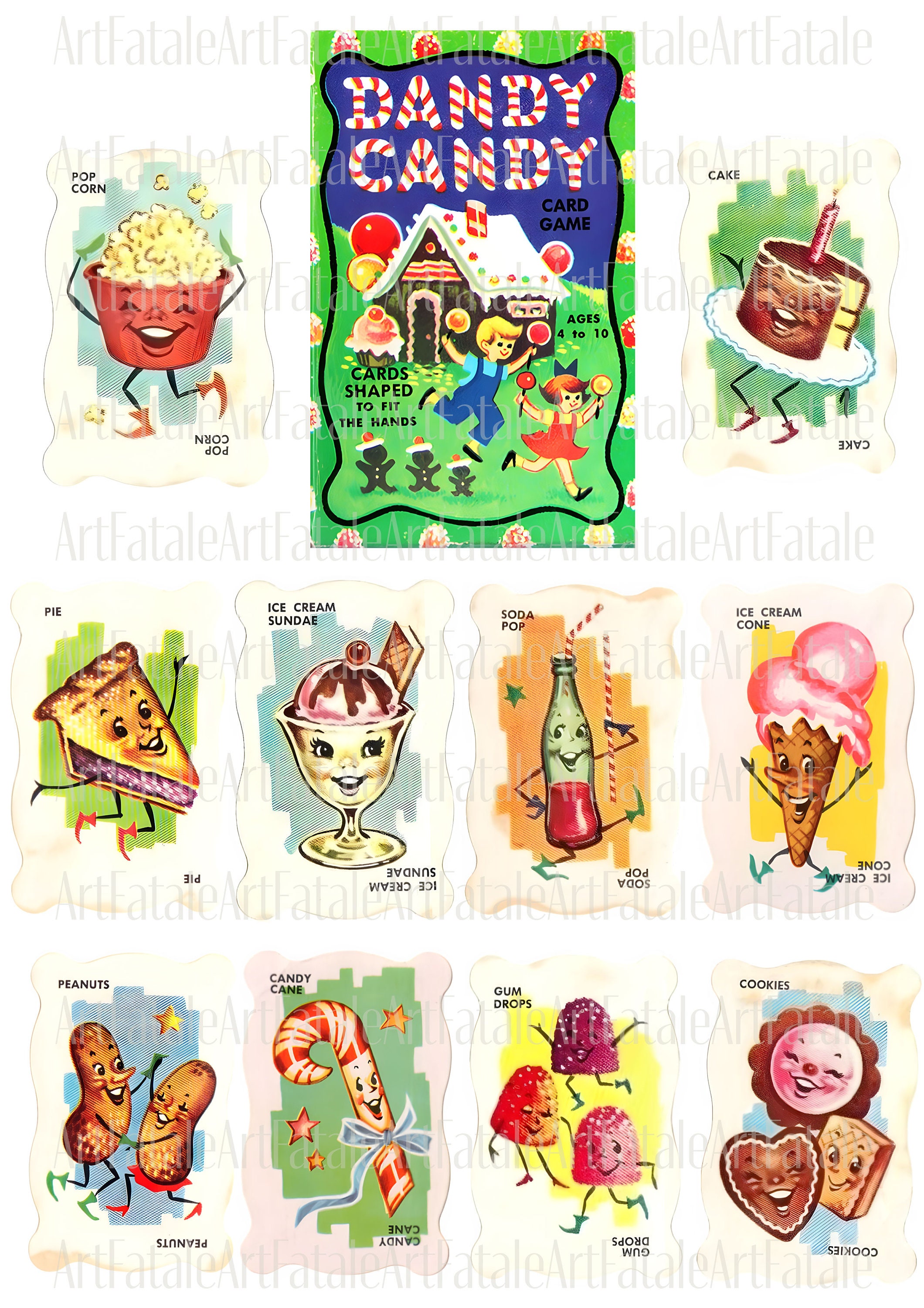 Dandy Candy Snack Play Cards Separate Instant Download Digital Image ...