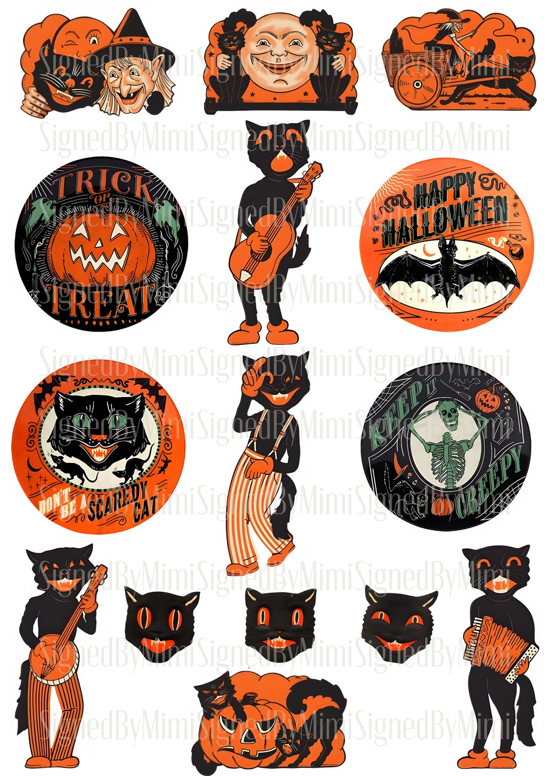 Separate Vintage Halloween Cats Instant Download Digital Download of ...
