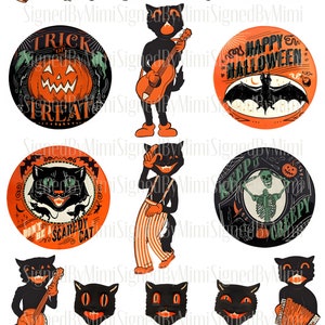 Separate Vintage Halloween Cats Instant Download Digital Download of ...
