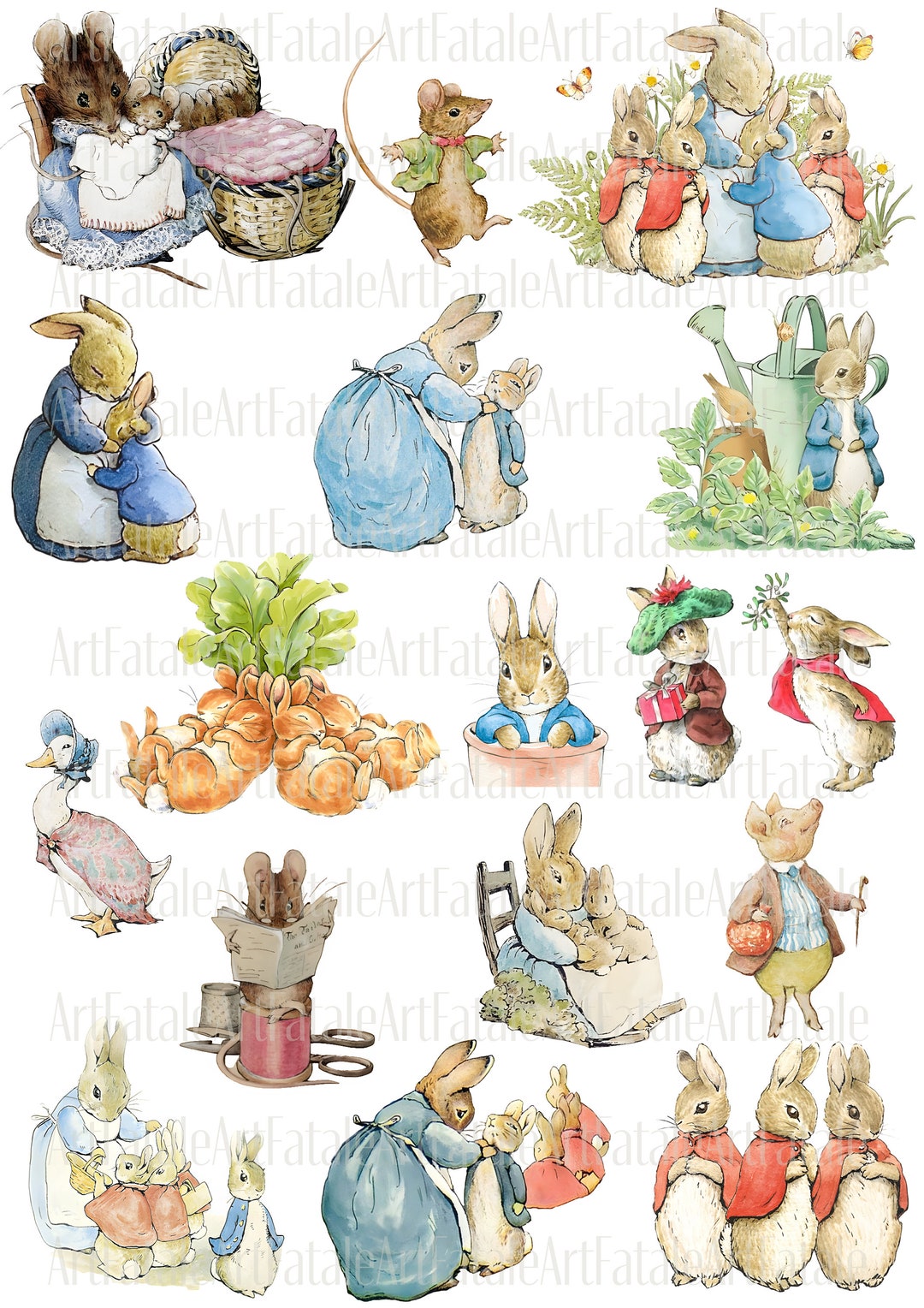 16 Instant Download Peter Rabbit and Family Beatrix Potter Separate ...