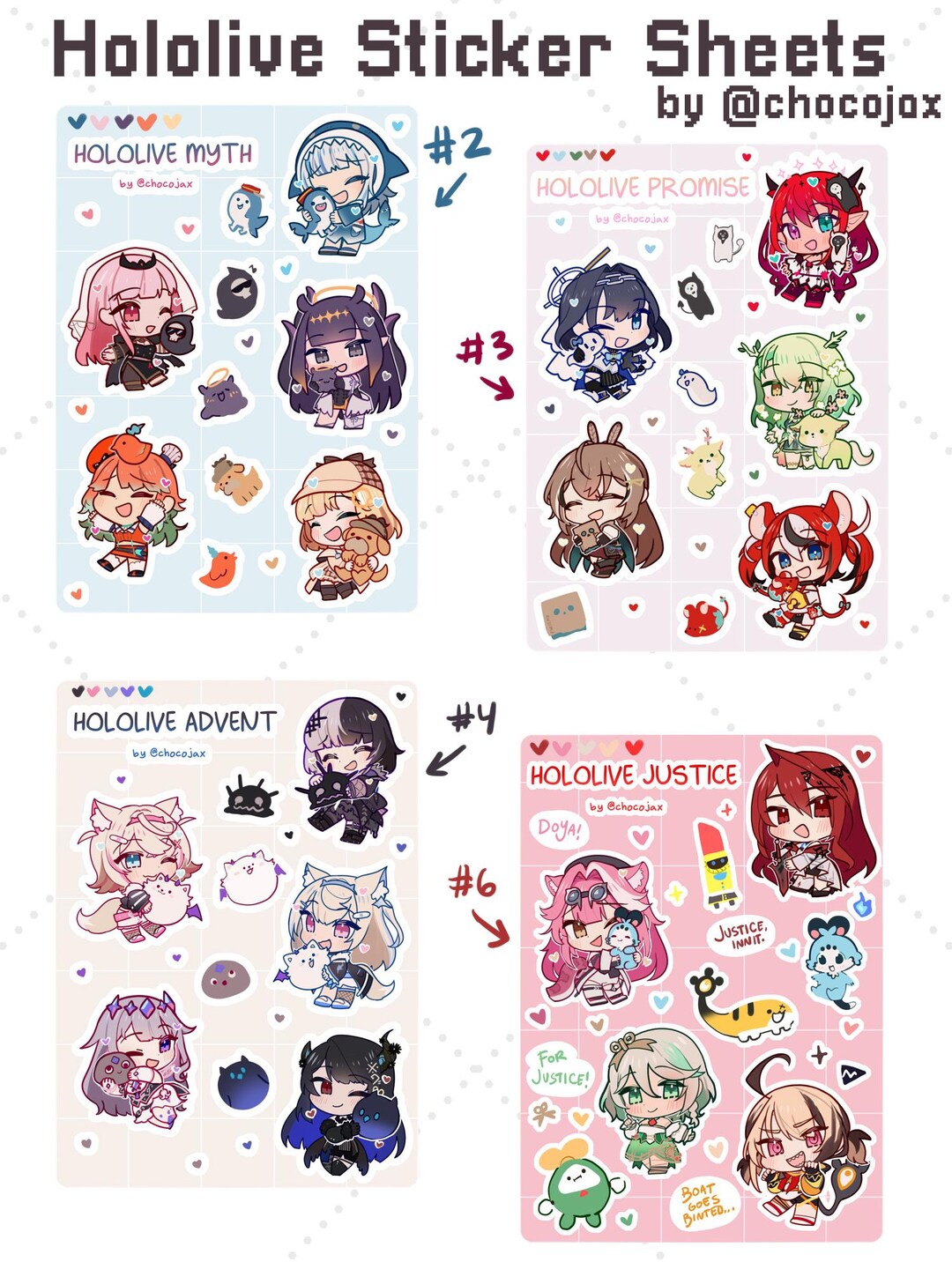 Hololiveen Sticker Sheets - Myth, Promise, Advent, Justice - Etsy