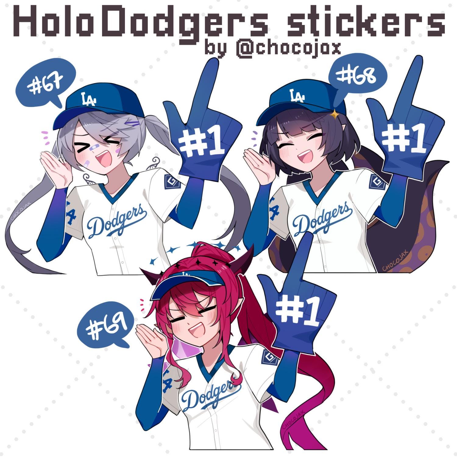 Hololive Dodgers Stickers - Bijou, Ina, Irys - Etsy