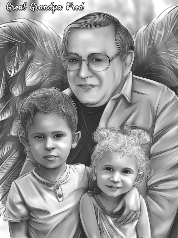 Personalised Dad Portrait Print Custom Charcoal Painting - Etsy