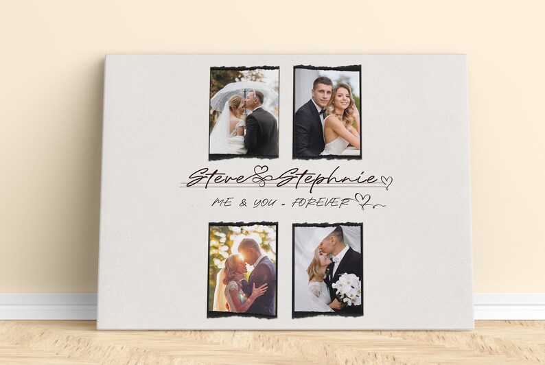 Custom Couple Photo Collage With Any Text Personalized - Etsy