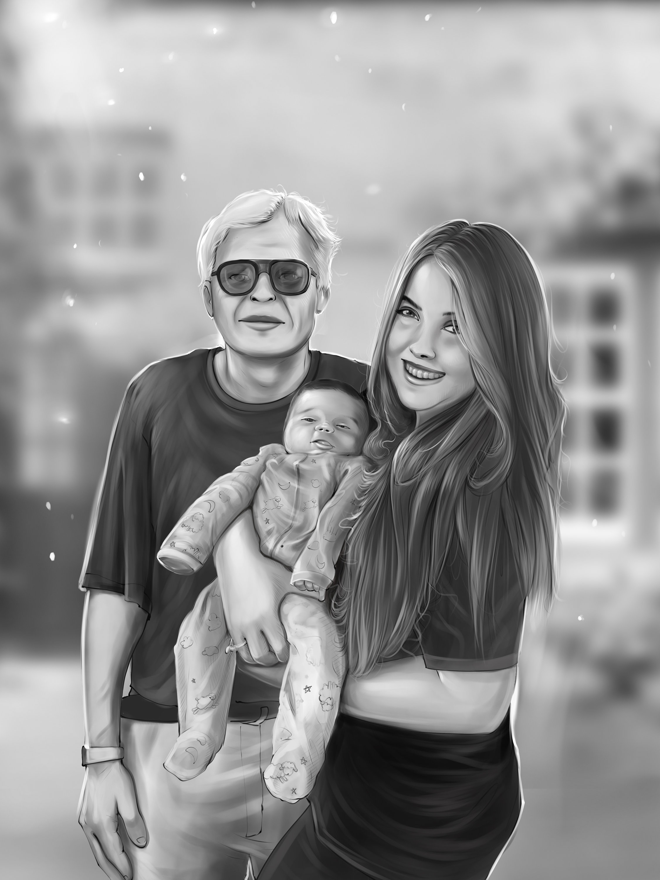 PERSONALISED FAMILY PORTRAIT Digital Print Drawing From | Etsy