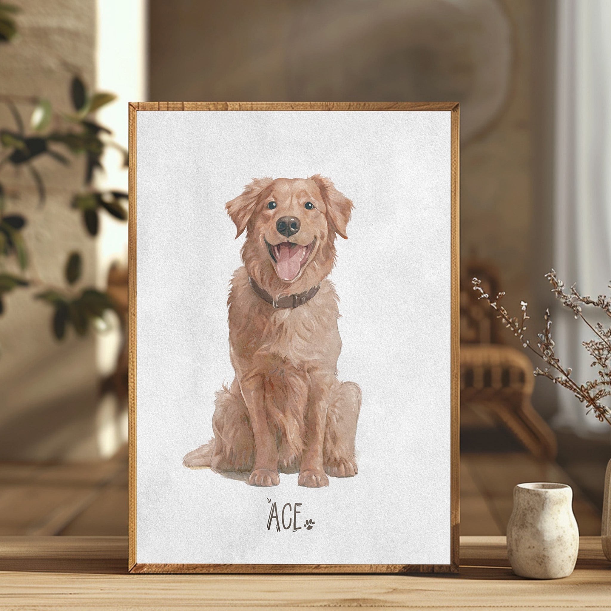 Custom Pet Portrait From Photo, Personalized Dog Painting, Animal Lover ...