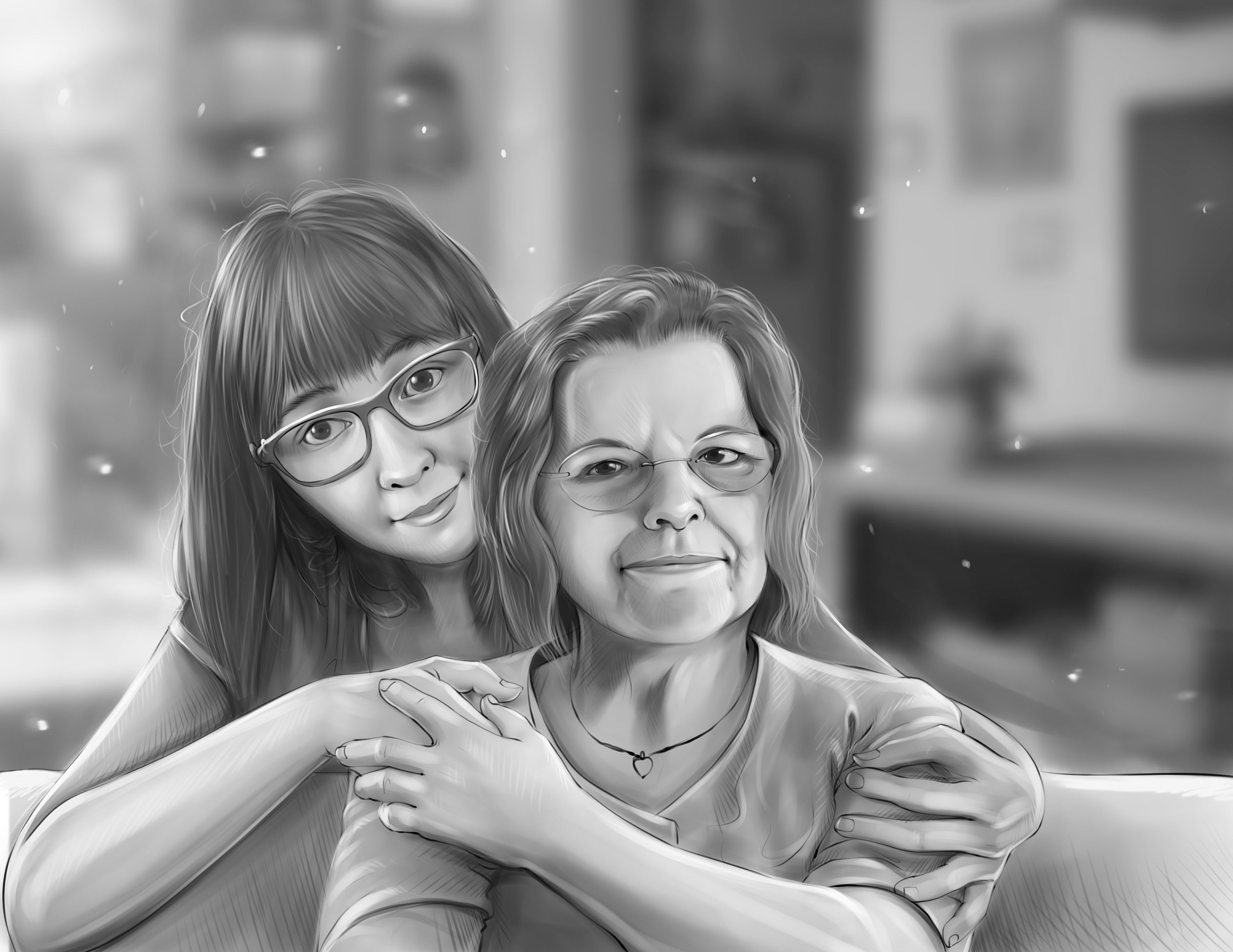 PERSONALISED FAMILY PORTRAIT Digital Print Drawing From | Etsy