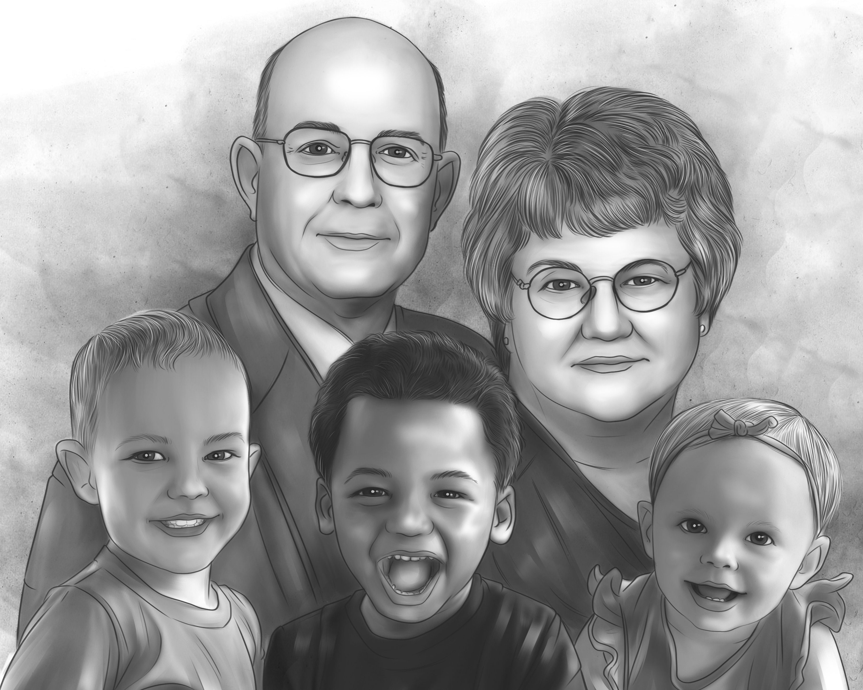 PERSONALISED FAMILY PORTRAIT Digital Print Drawing From | Etsy