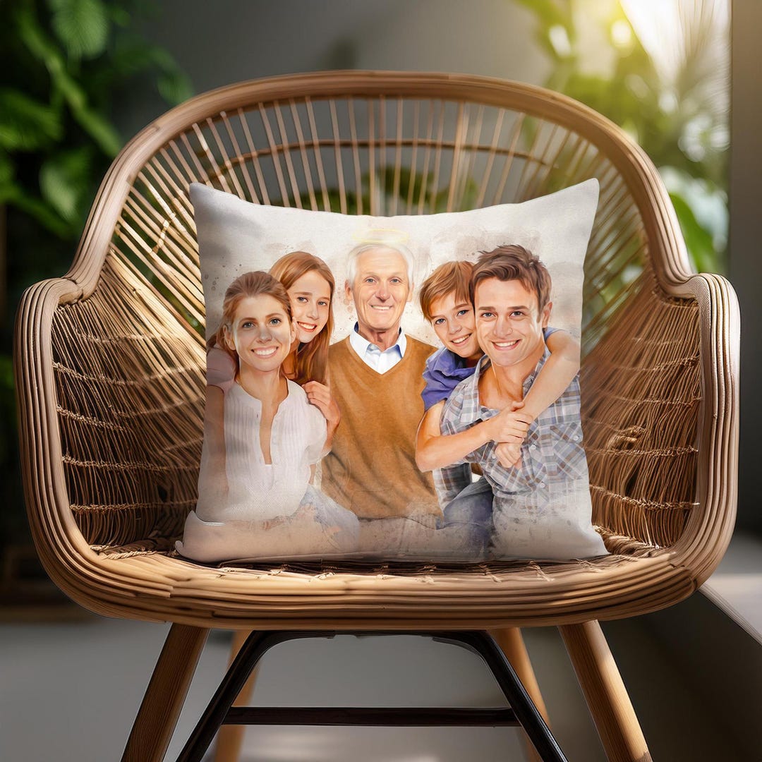 Custom Watercolor Portrait Pillow, Drawing From Photo, Personalized ...