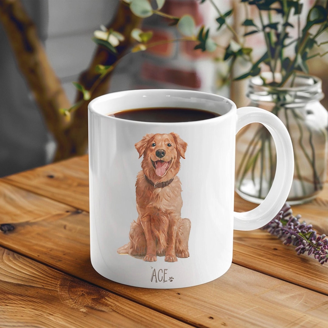 Custom Pet Portrait Mug, Pet Watercolor Painting, Personalized Mug ...