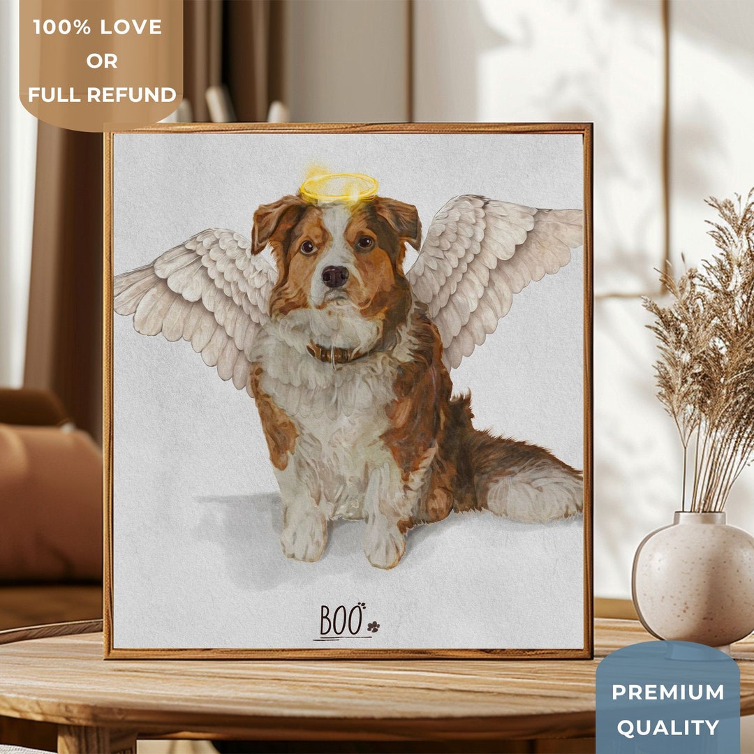 Personalized Memorial Pet Portrait, Custom Dog Painting, Pet Home Decor ...